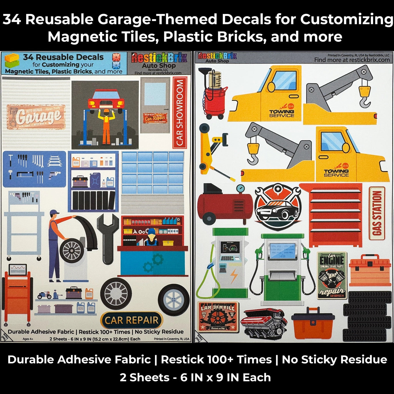 Auto Shop: Reusable Decals For Customizing Magnetic Tiles ...
